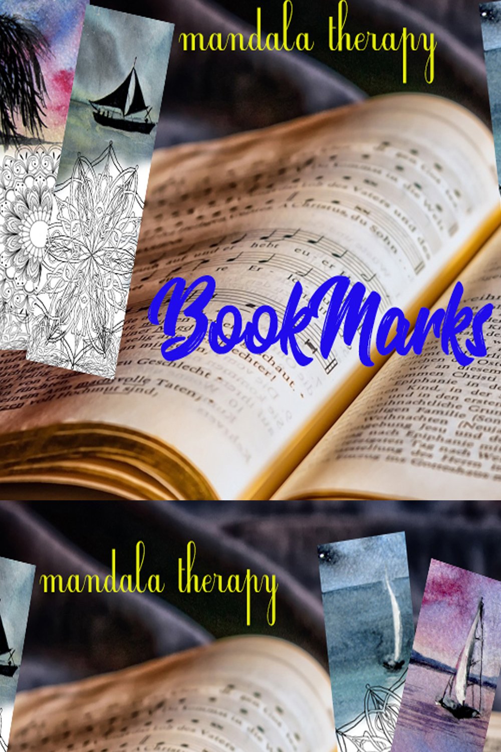 Watercolor Printable Bookmarks mandala therapy COLORING