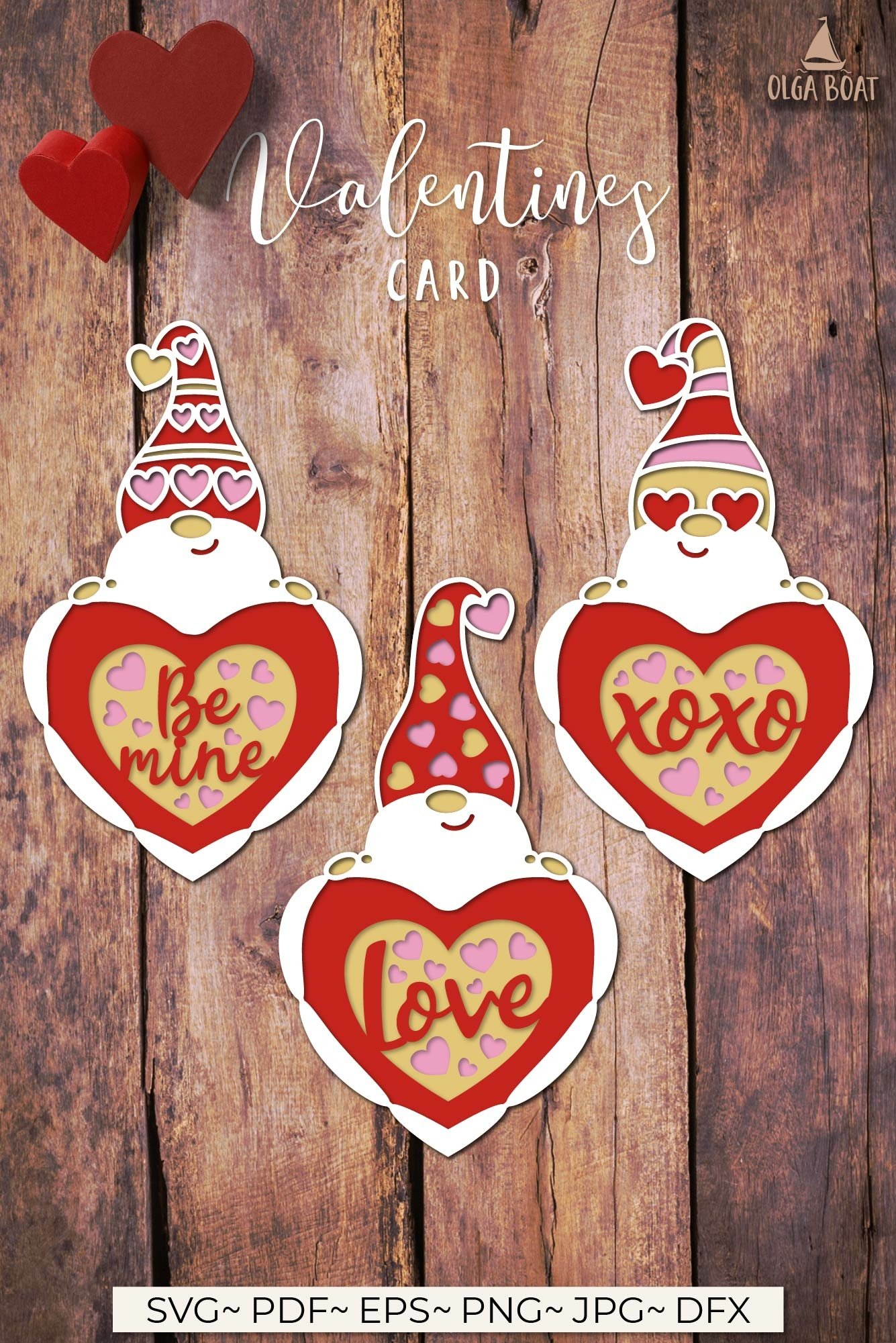 3d Valentin gnome svg, Valentines day card bundle