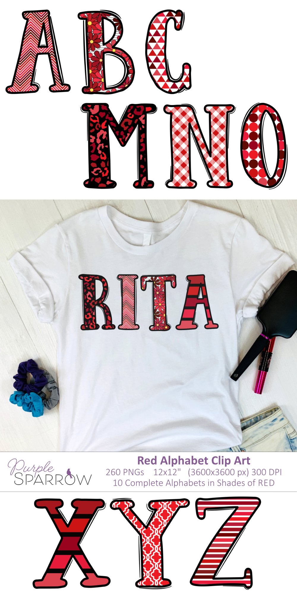 Red Alphabet Clip Art Bundle | 260 PNG Files