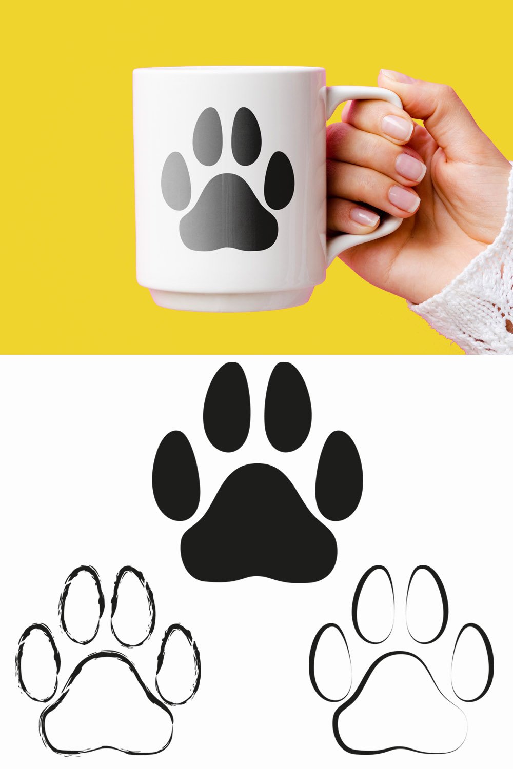 Dog Paw Print Vector, Three variations of pet paws