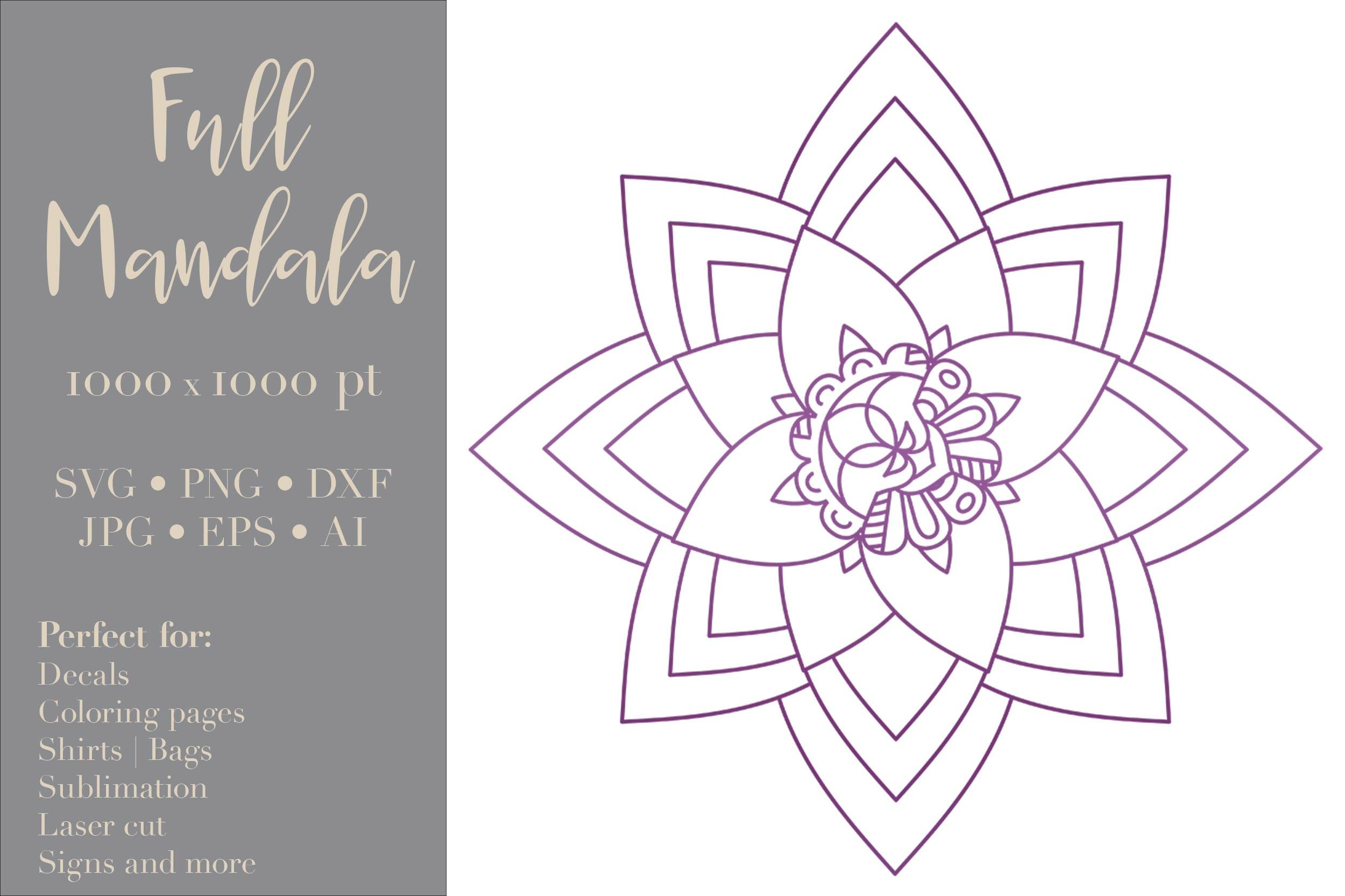 Mandalas SVG Bundle with Split Mandala Full-Half (1216615)
