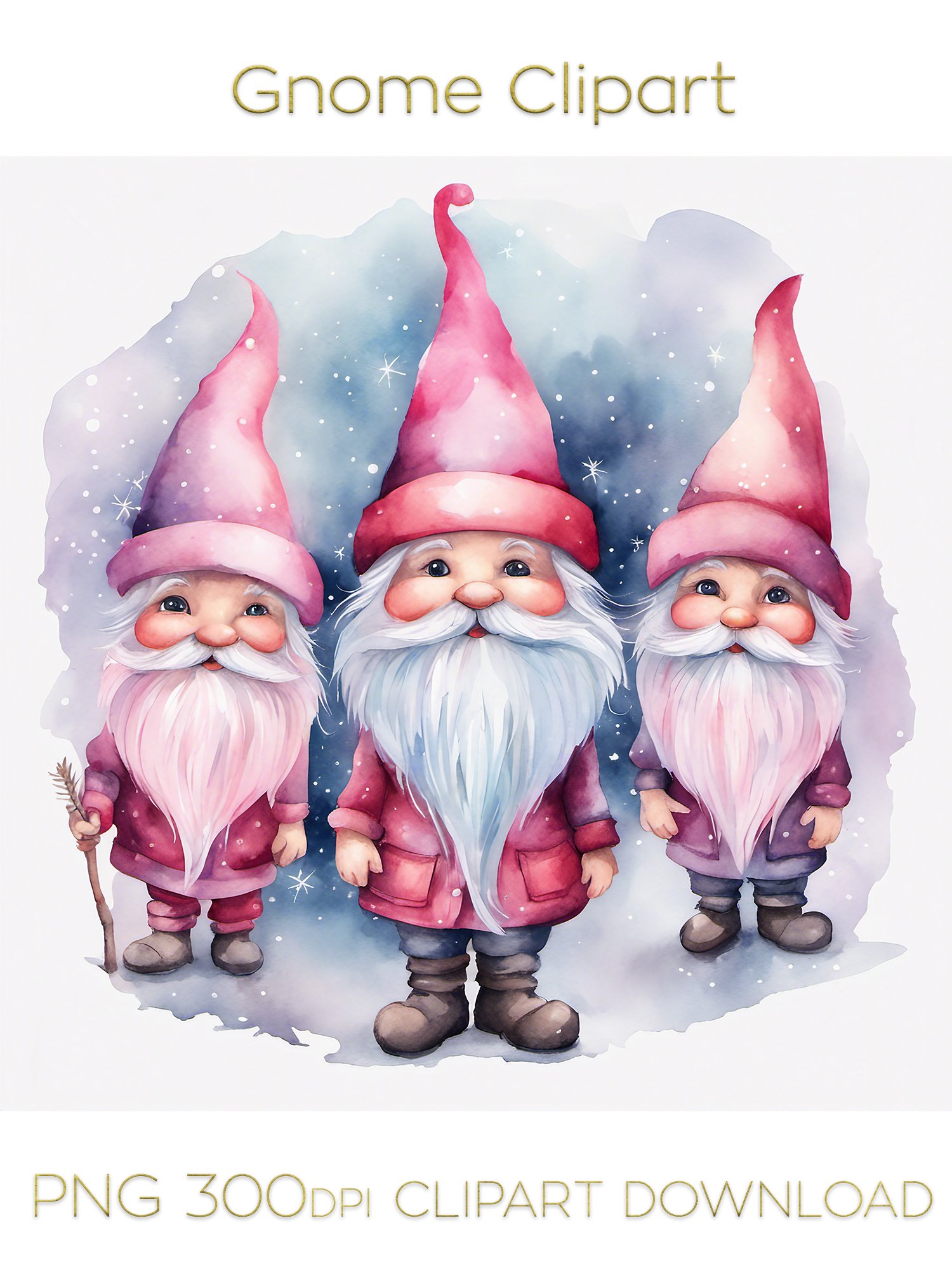 Gnome Clipart Watercolor Christmas gnomes PNG JPEG (2796940)
