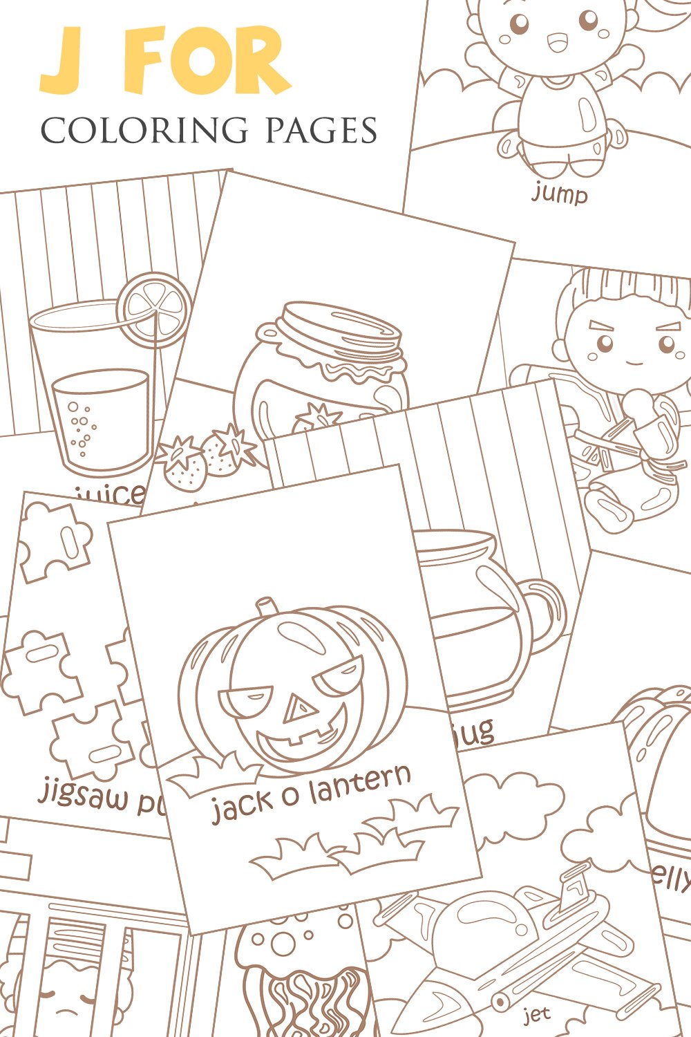 Alphabet J For Vocabulary Reading Lesson Kids Coloring Set