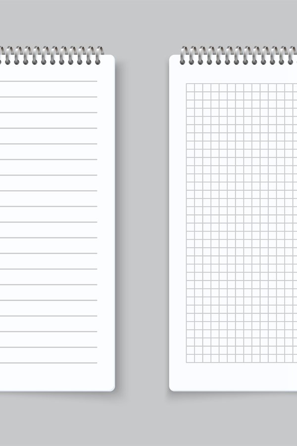 Realistic notebooks sheets. Lined, checkered and (1395111)