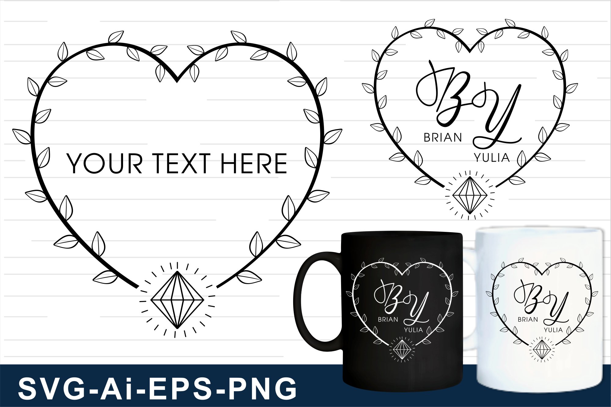 love monogram svg for wedding family initial mug design