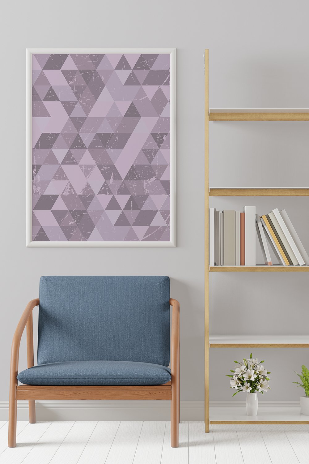 Purple Contemporary Wall Art, Geometric Illustration