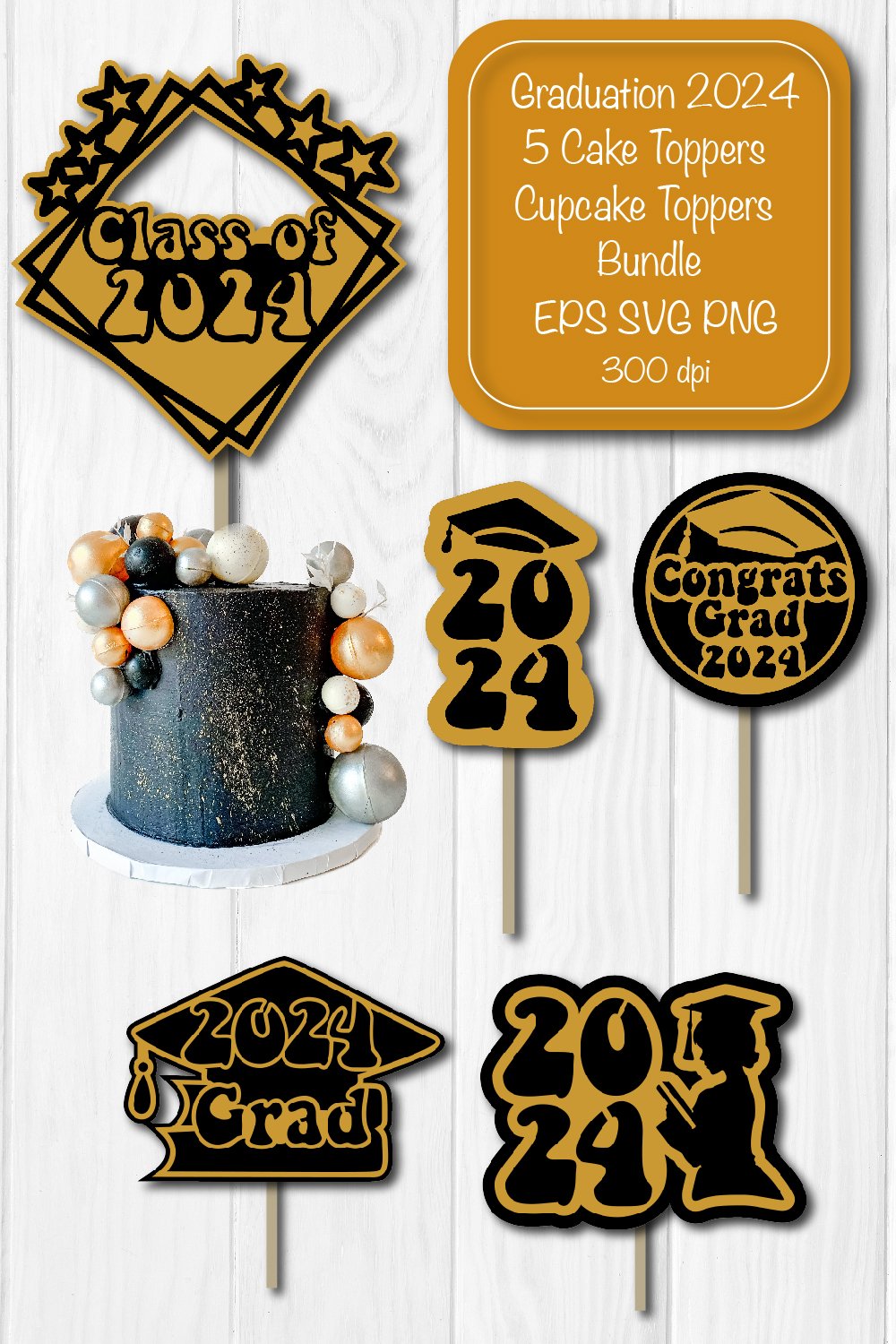 Graduation 2024 cake topper Bundle Cupcake topper congrats