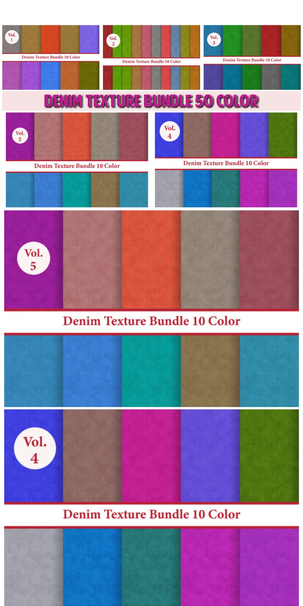 Denim Texture seamless patterns Bundle 50 Color