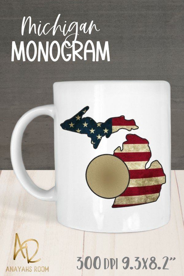 Sublimation Monogram | Michigan State With Flag