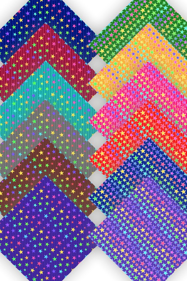 Colorful Stars Seamless Scrapbooking Papers Set 12 PNG files