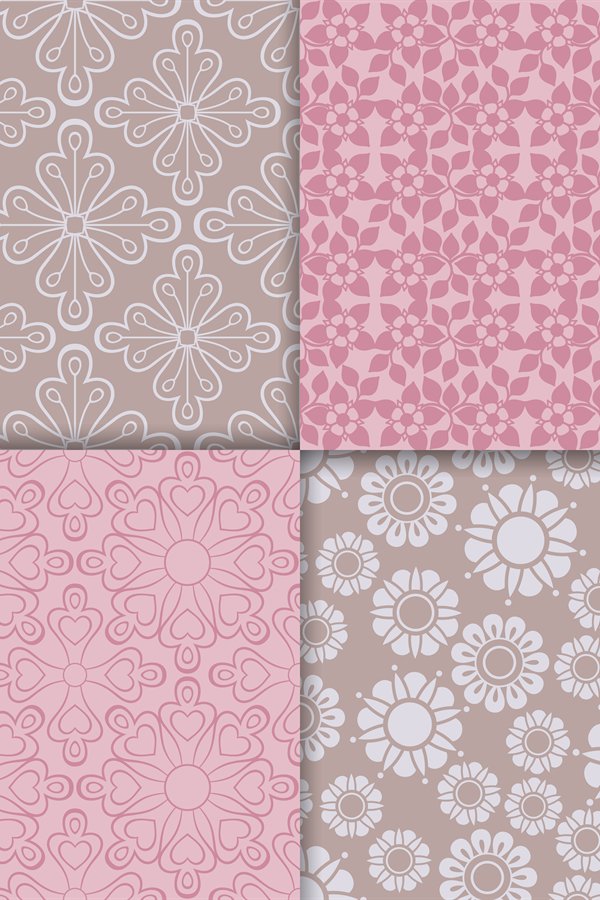 Romantic style pink pattern set