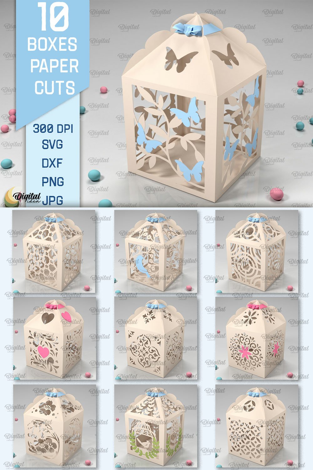 Boxes Paper Cut Bundle. 3D Gift Boxes Paper Cut