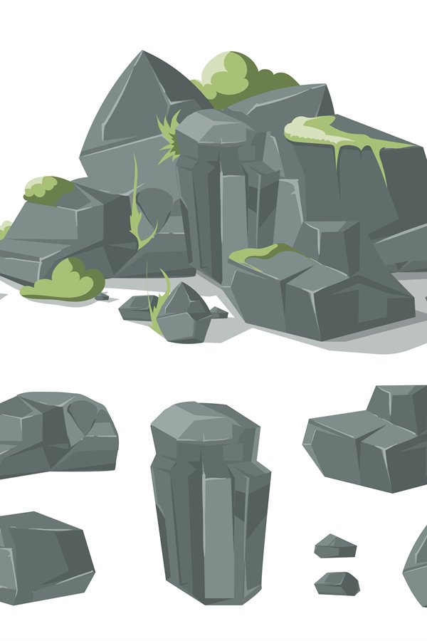 Stones and rocks cartoon vector nature boulder (780250)