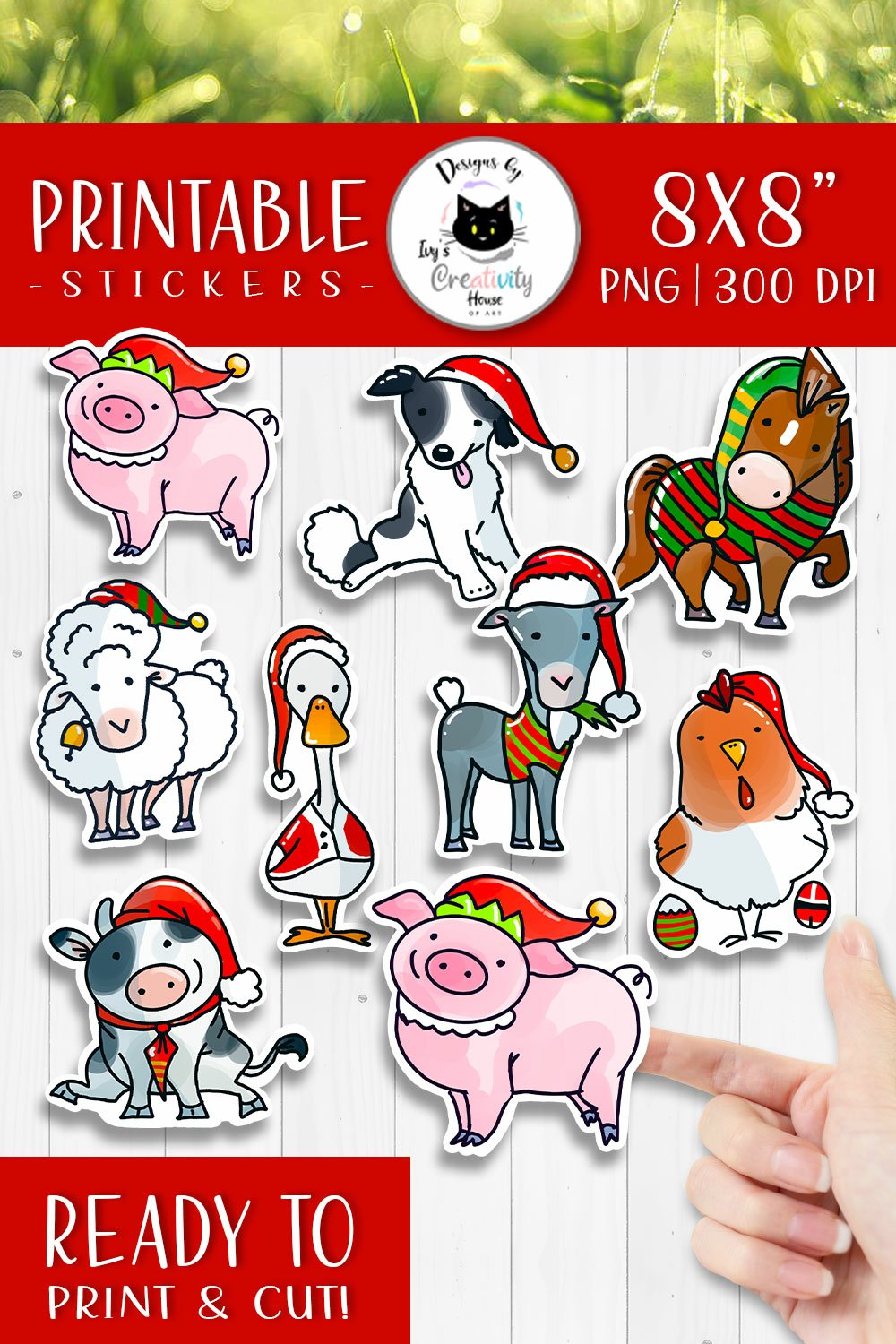 Christmas Farm Animal Stickers | Cute Christmas Sticker Pack