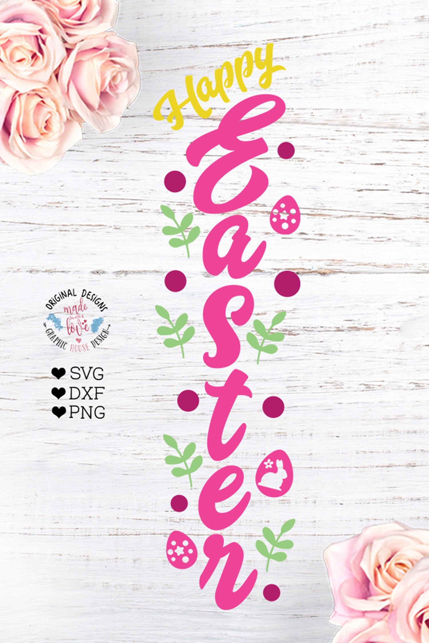 Happy Easter SVG Vertical Sign Cut File Sublimation
