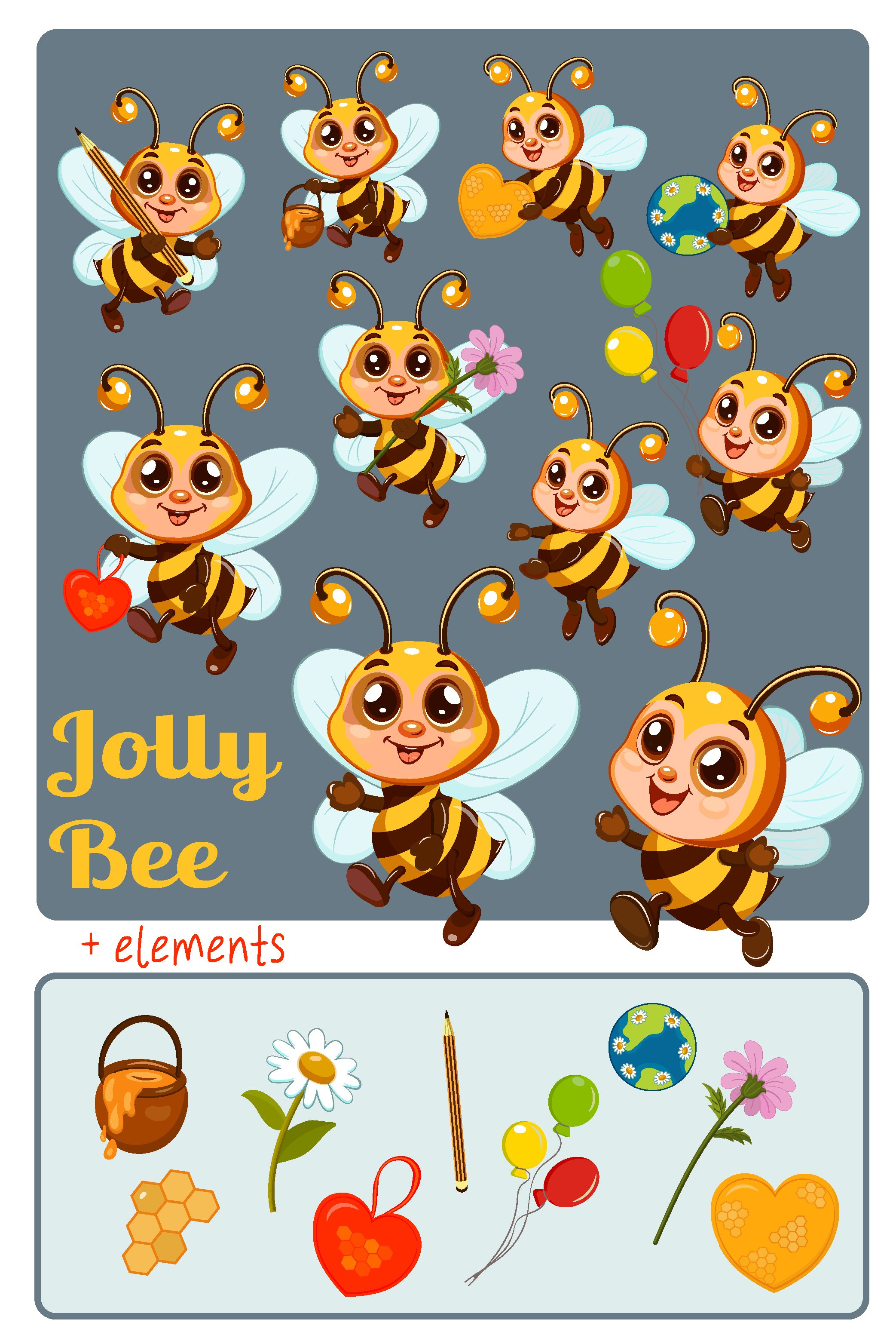 Cheerful bee. Clipart. Vector