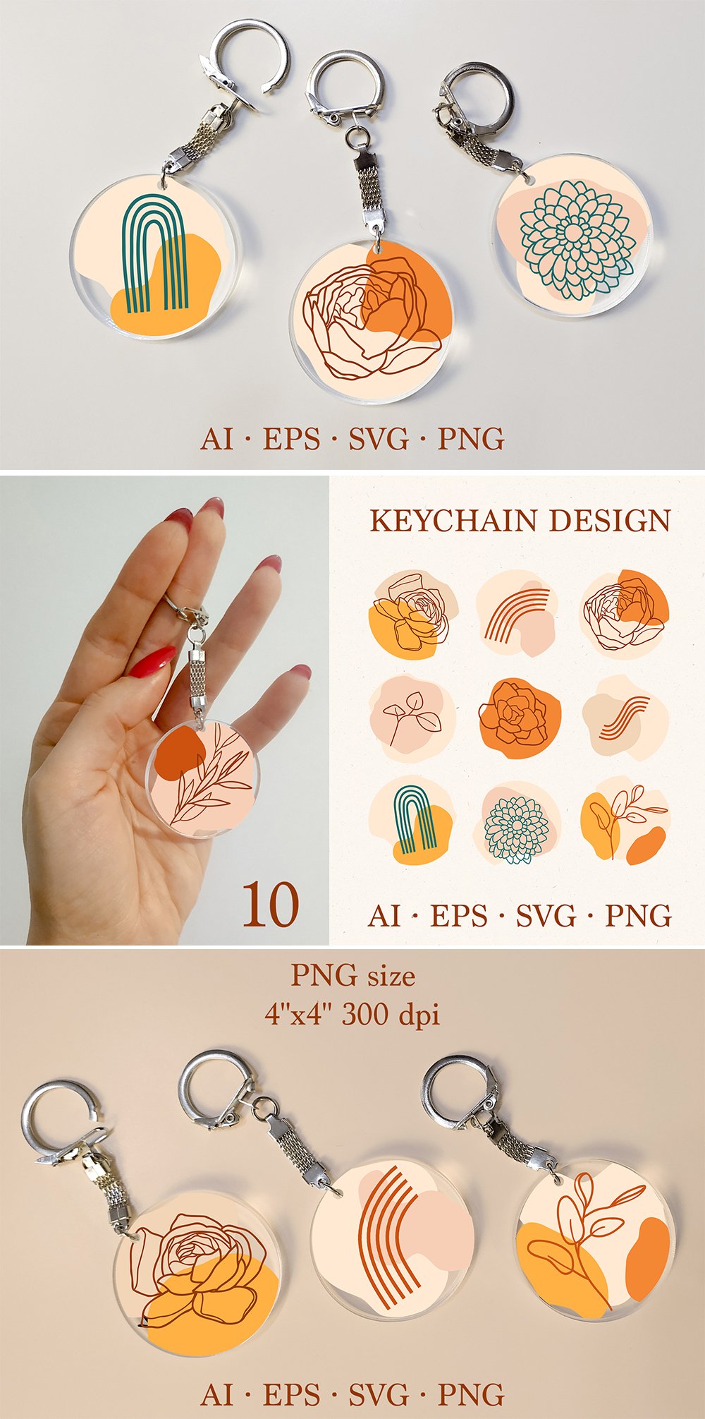 Keychain flower svg. Key keychain abstraction print