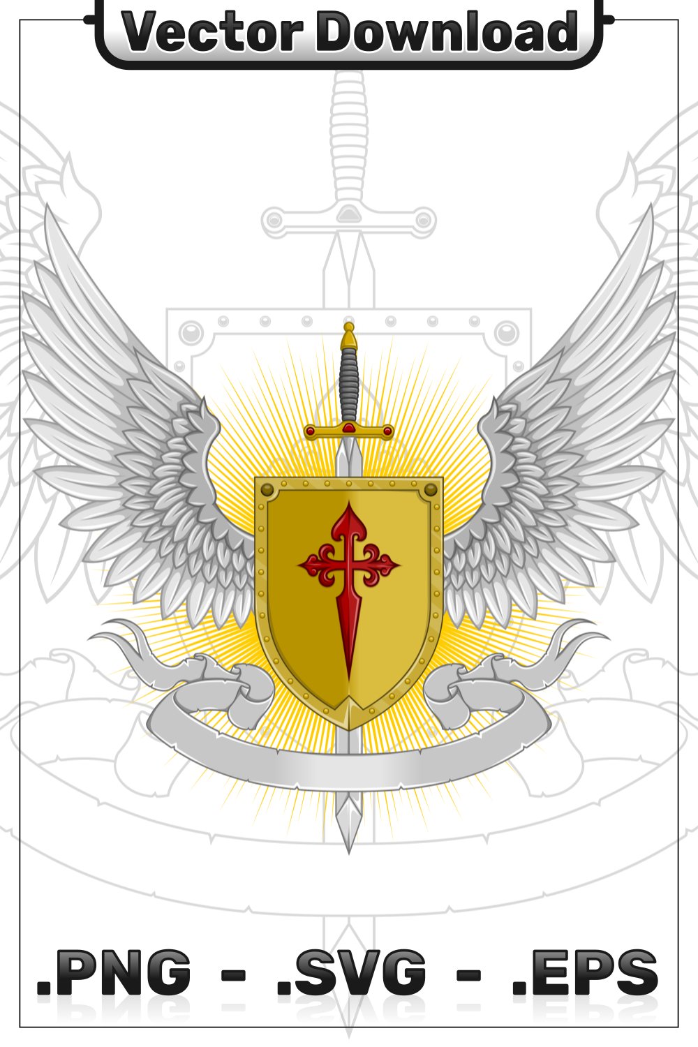 Winged Coat Of Arms Vector Design