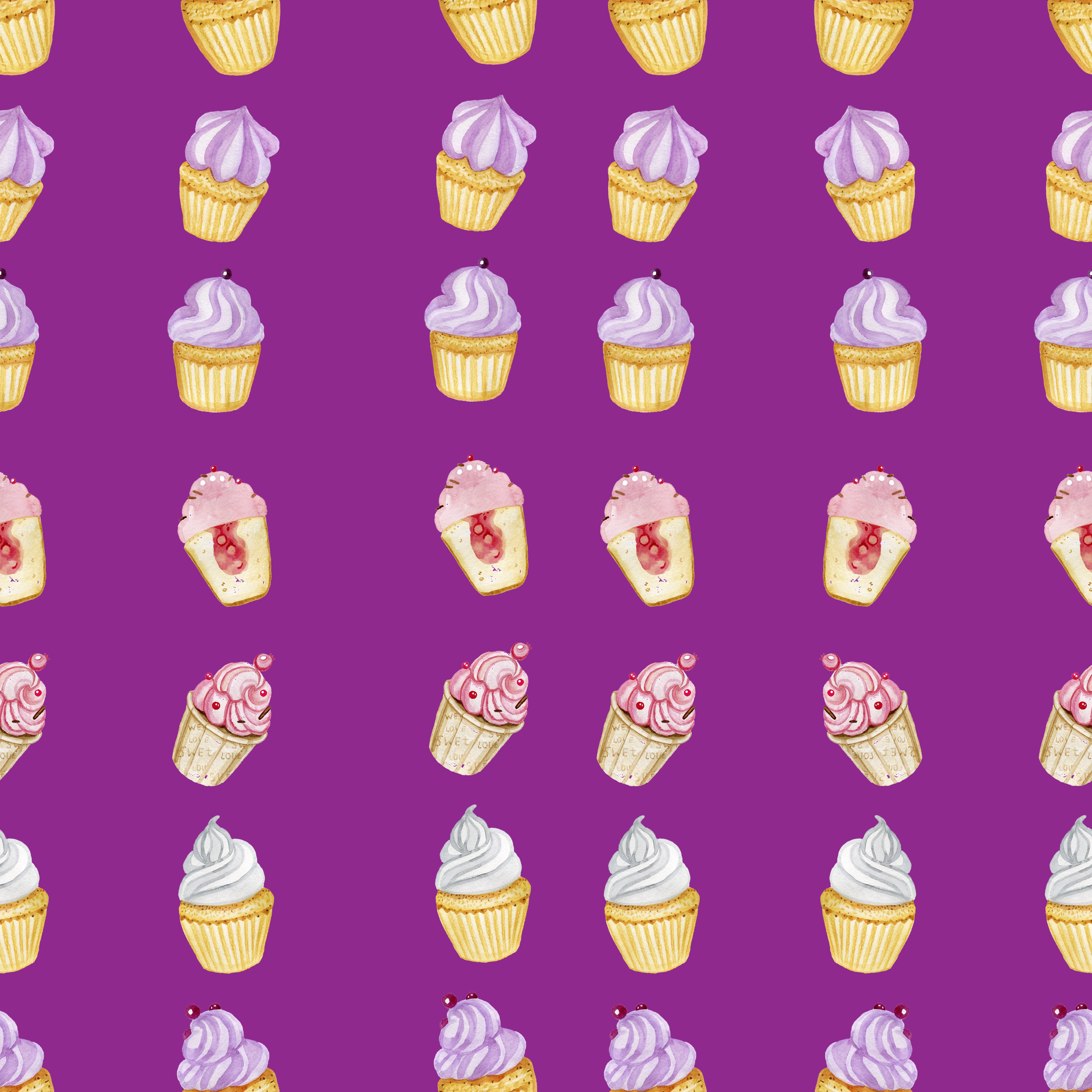 digital paper sweet cupcakes