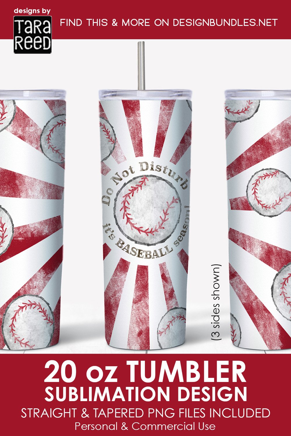 Baseball 20 oz Tumbler Sublimation Design