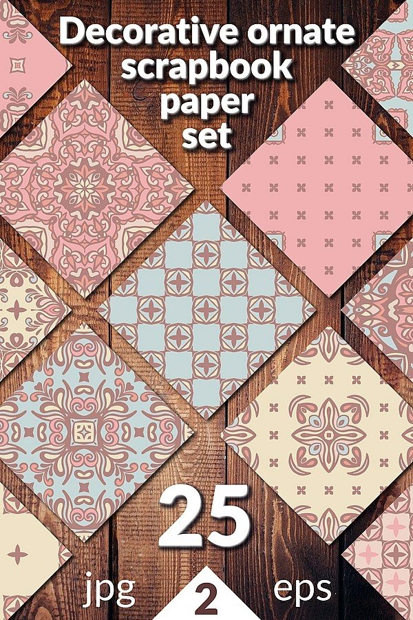 Digital Scrapbooking Printable Paper Pack vintage damask