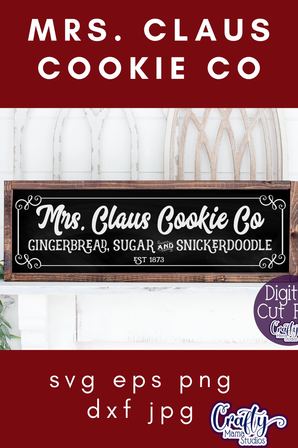 Mrs Claus Cookie Co Christmas Farmhouse Sign Svg