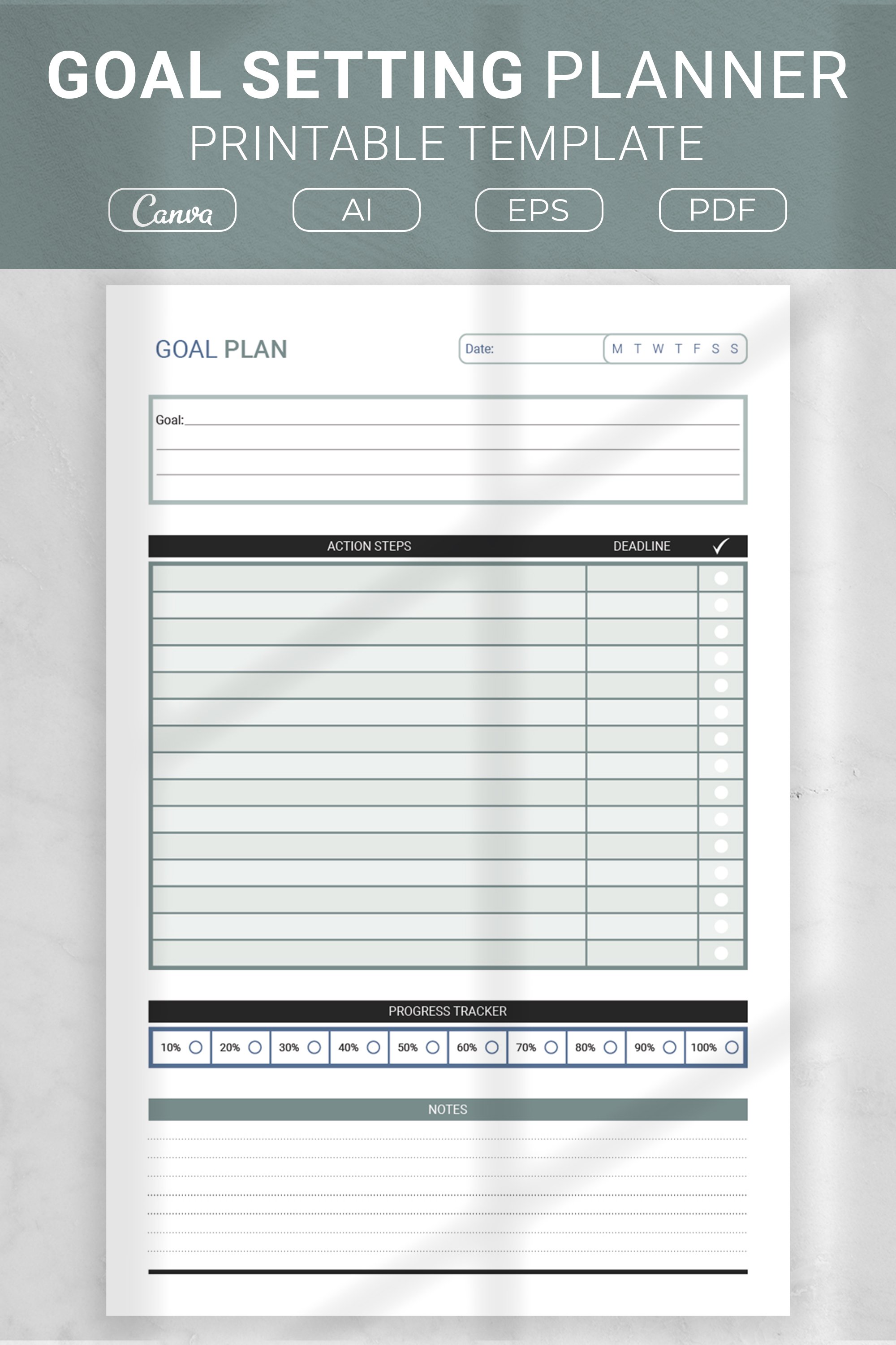 Goal Setting Planner Printable Template