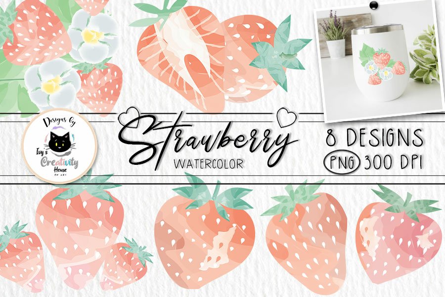 Watercolor Strawberry Fruit Clipart