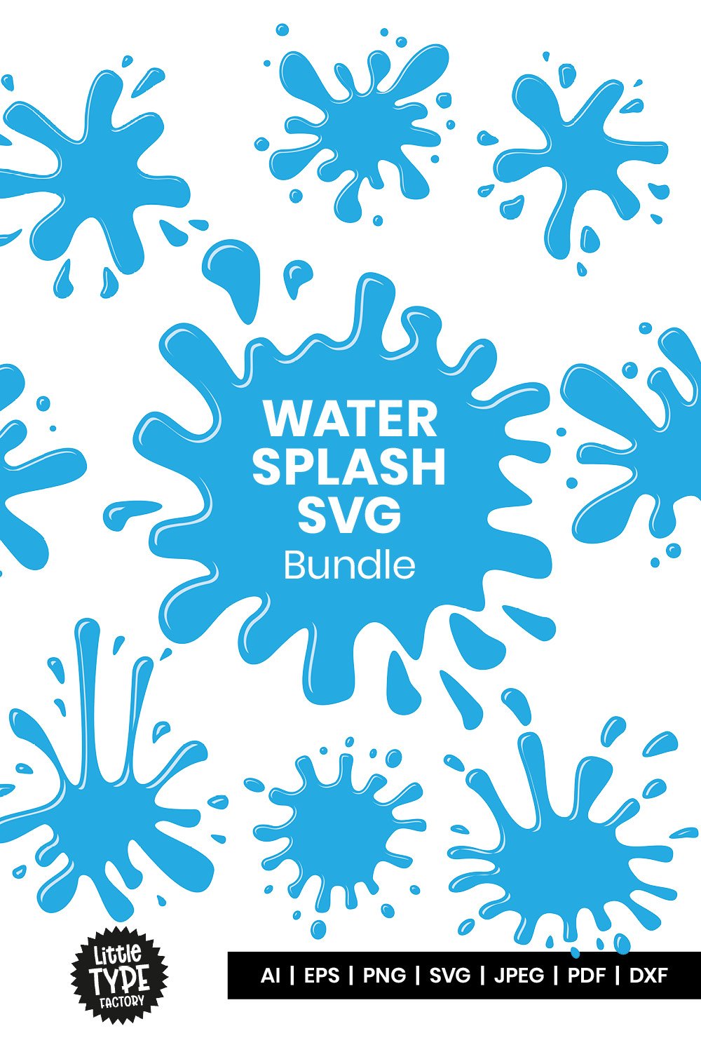 Water Splash SVG Clipart Set | Splash PNG Bundle