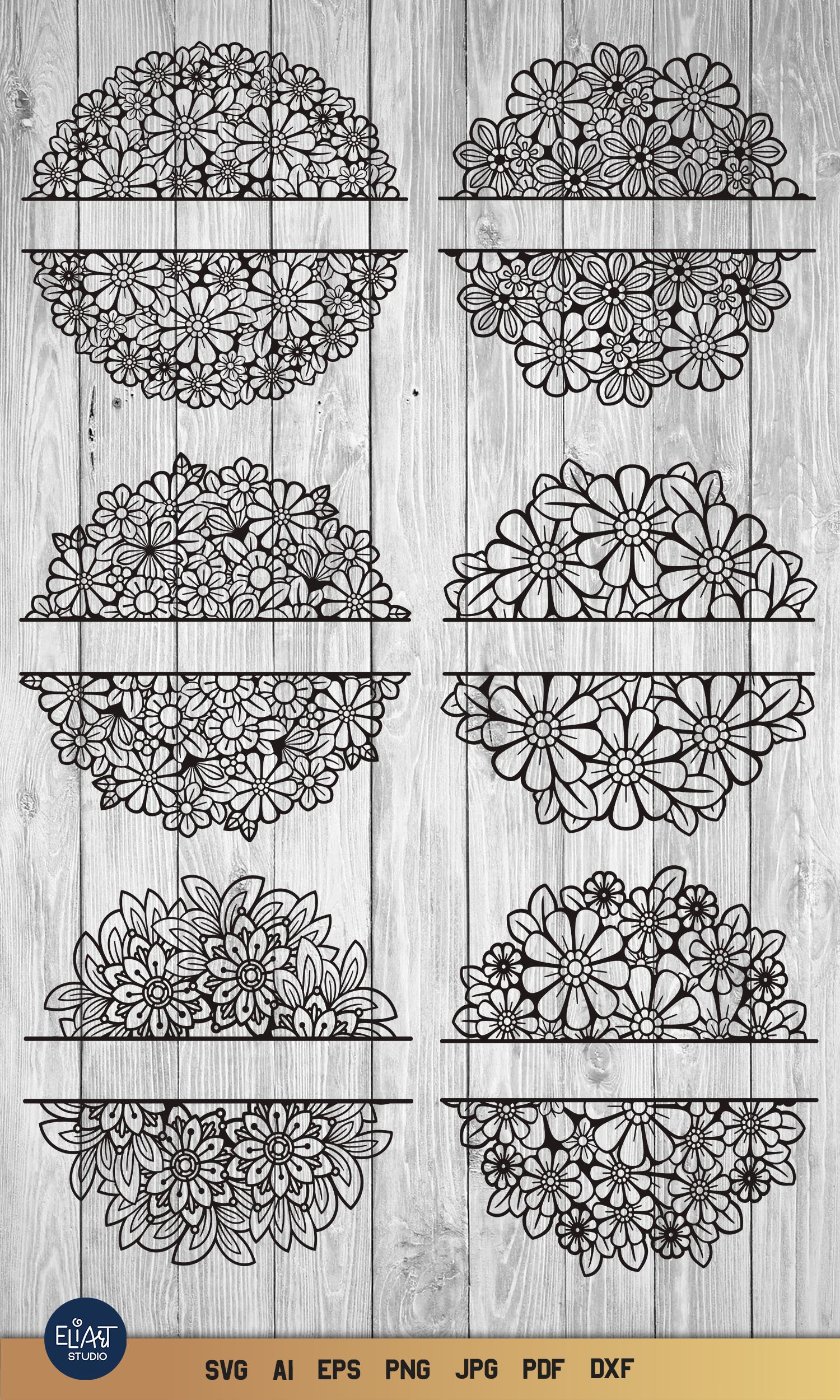 Mandala SVG | Split Mandala SVG | Split Monogram SVG
