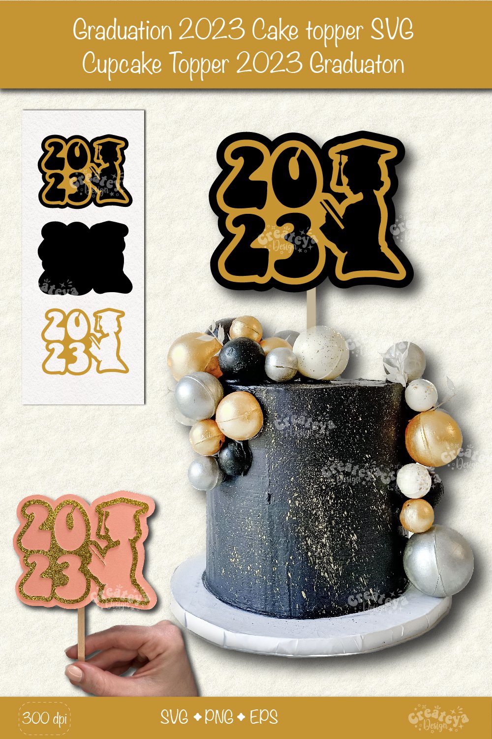 Graduation 2023 cake topper| Cupcake topper| Paper Cut