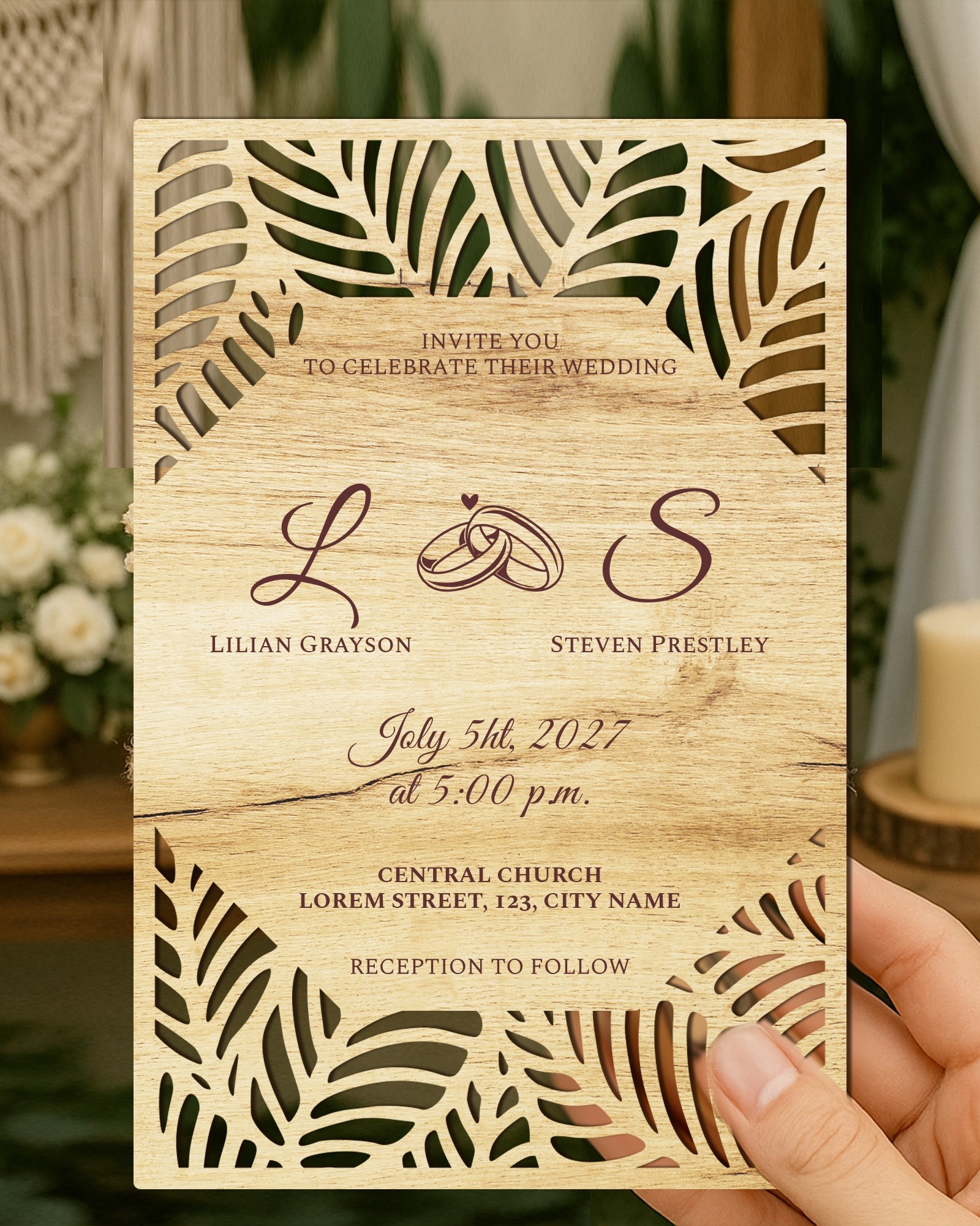 Set of 5 Wedding Invitations