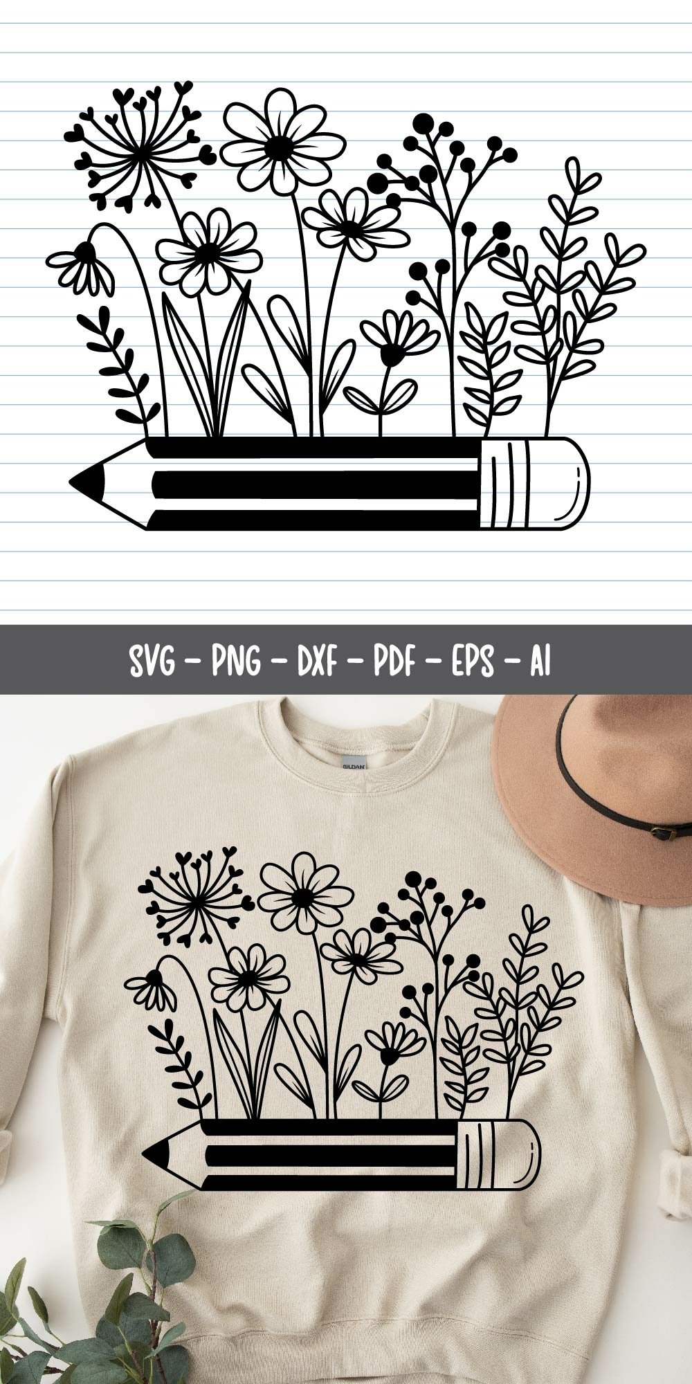 Pencil Floral Svg, Teacher Pencil Svg, Back To (4344035)