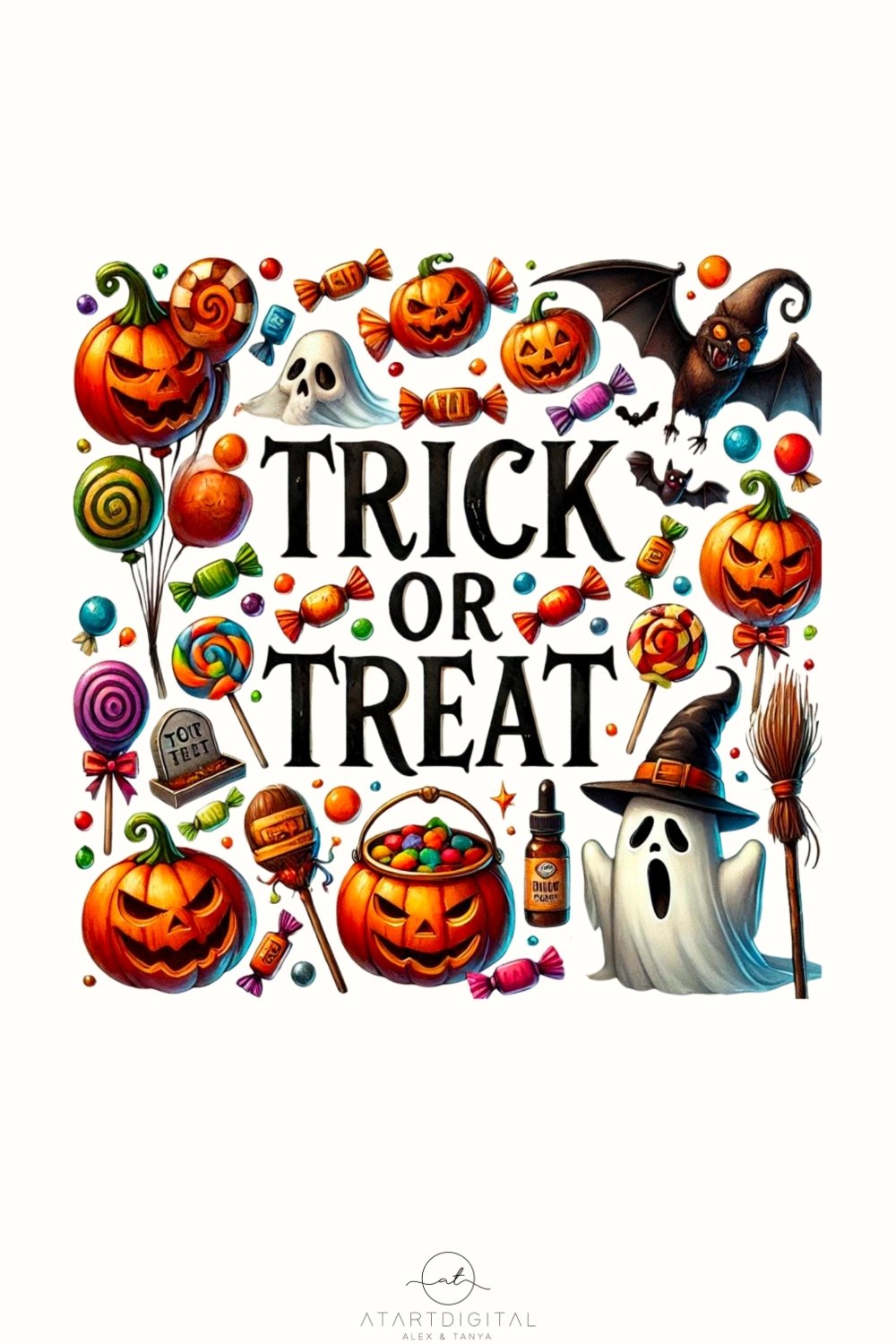 Trick or Treat, Funny Halloween PNG Digital Downloads
