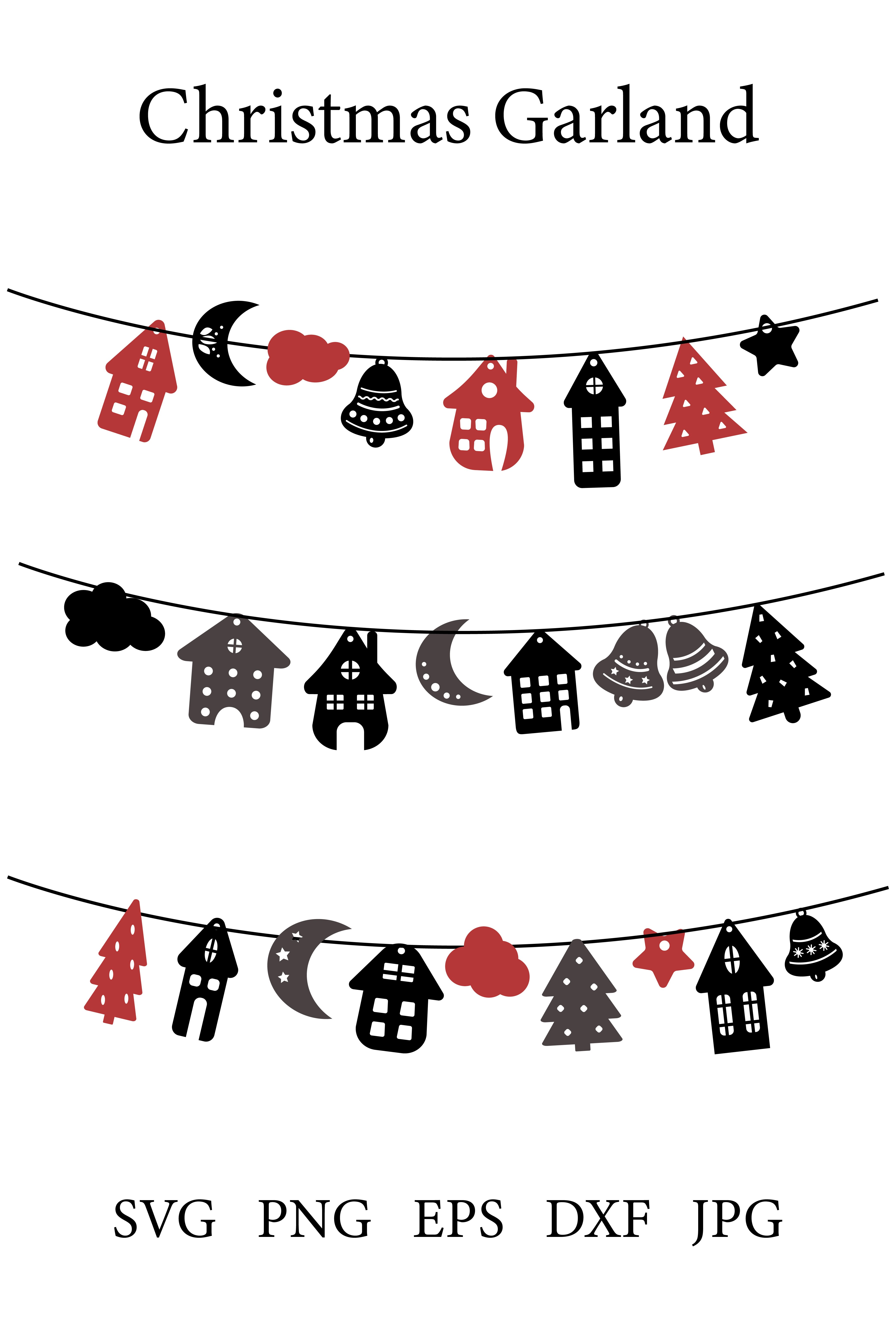 Christmas Garland SVG. Christmas Cut File. Ornament PNG,SVG