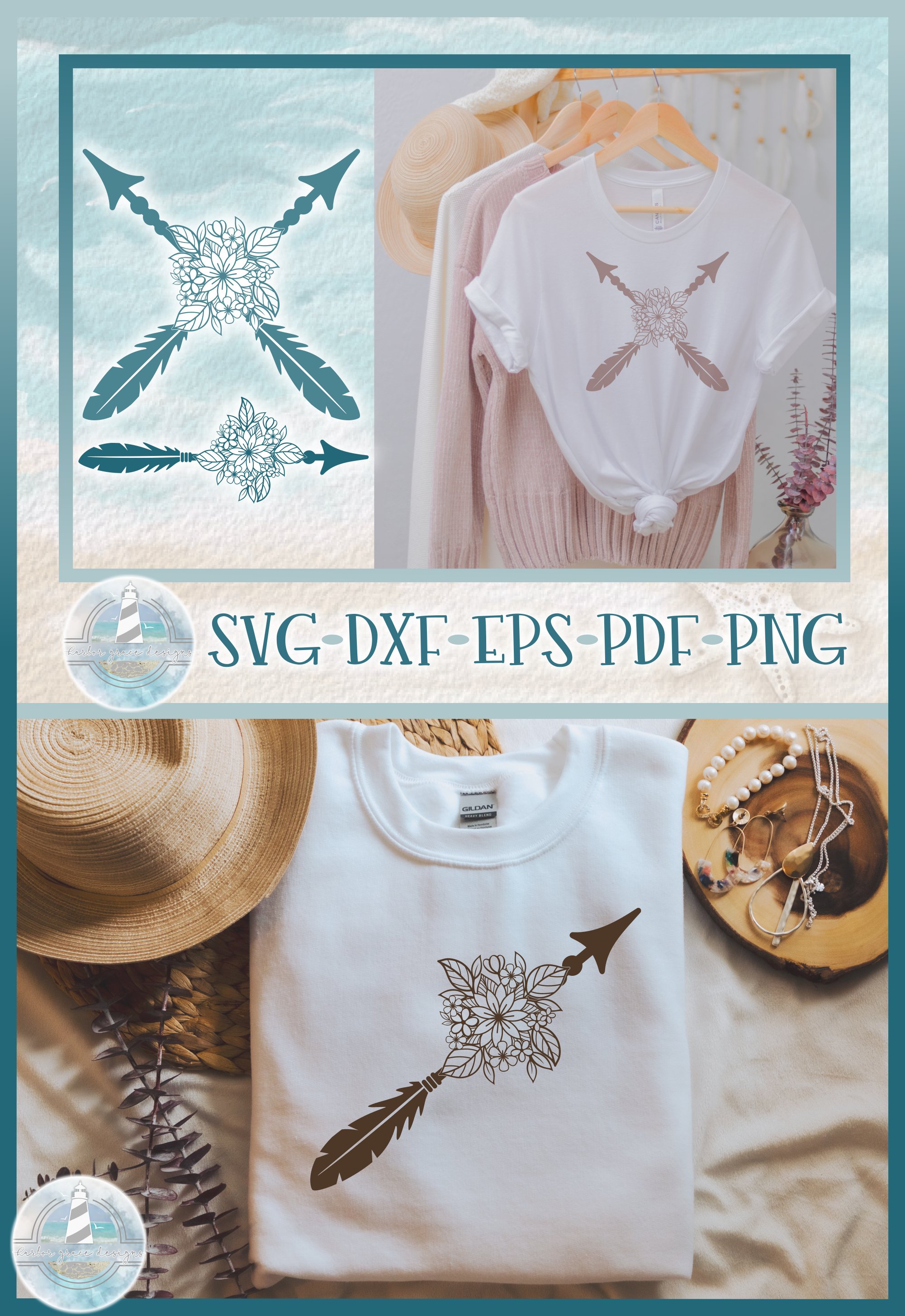 Boho Mandala SVG | Crossed Arrows with Flowers (1757778)