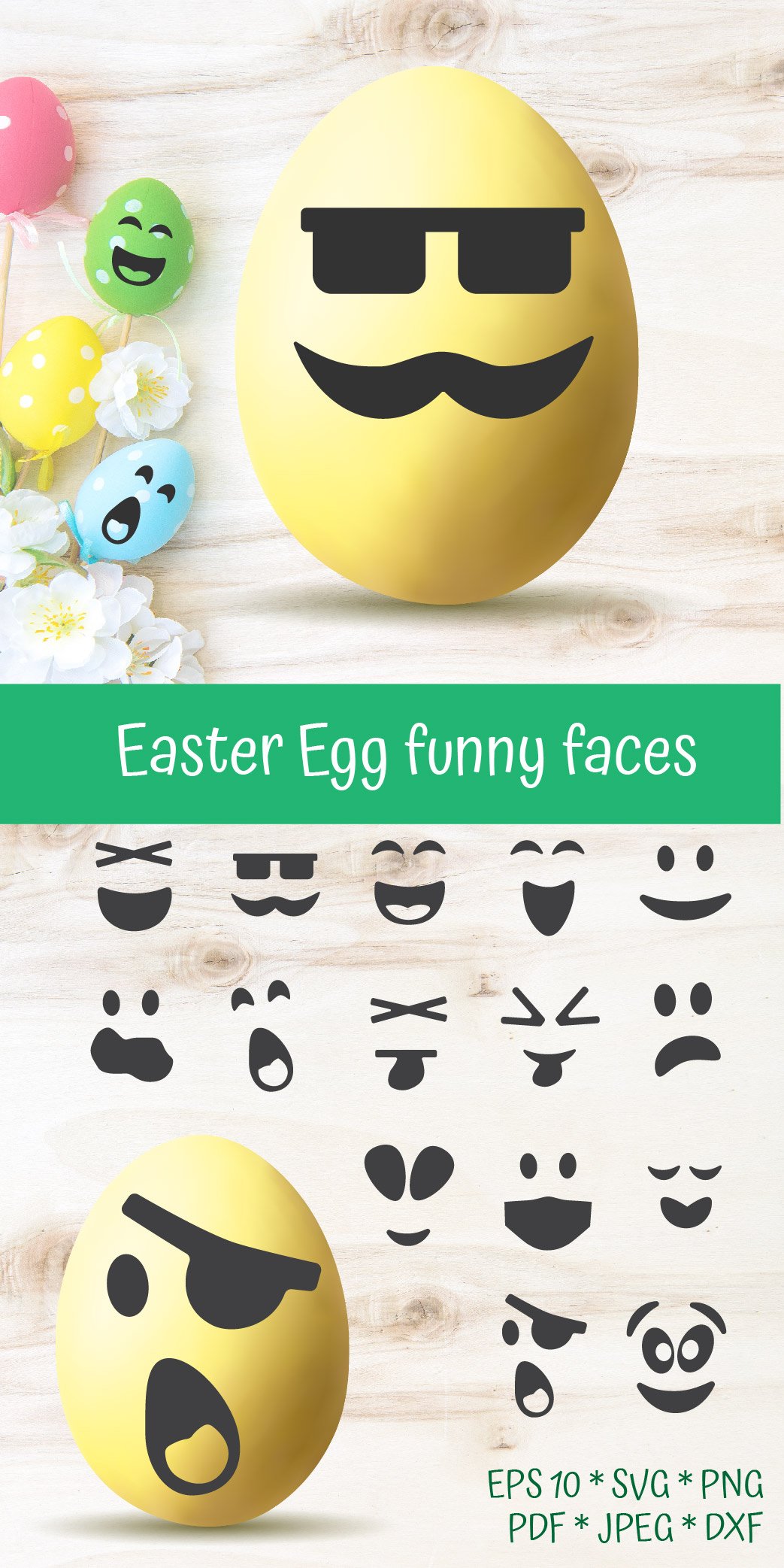 Easter Egg Funny Faces SVG. Easter Kids. Easter Vinyl Decals