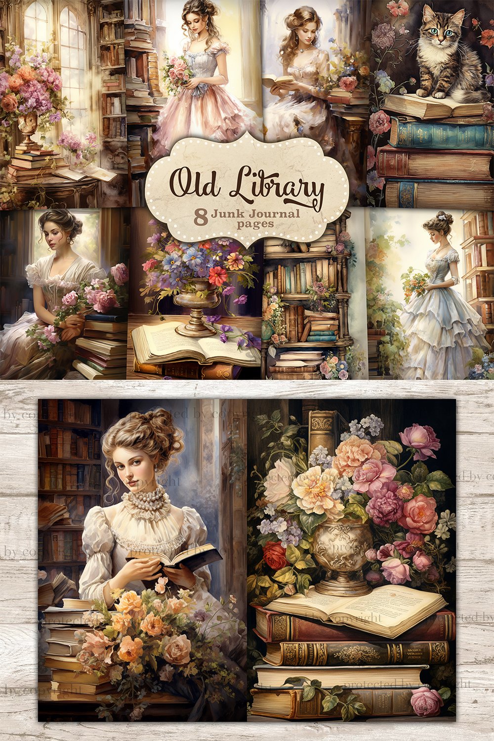 Old Library Junk Journal Pages | Vintage Journal Card