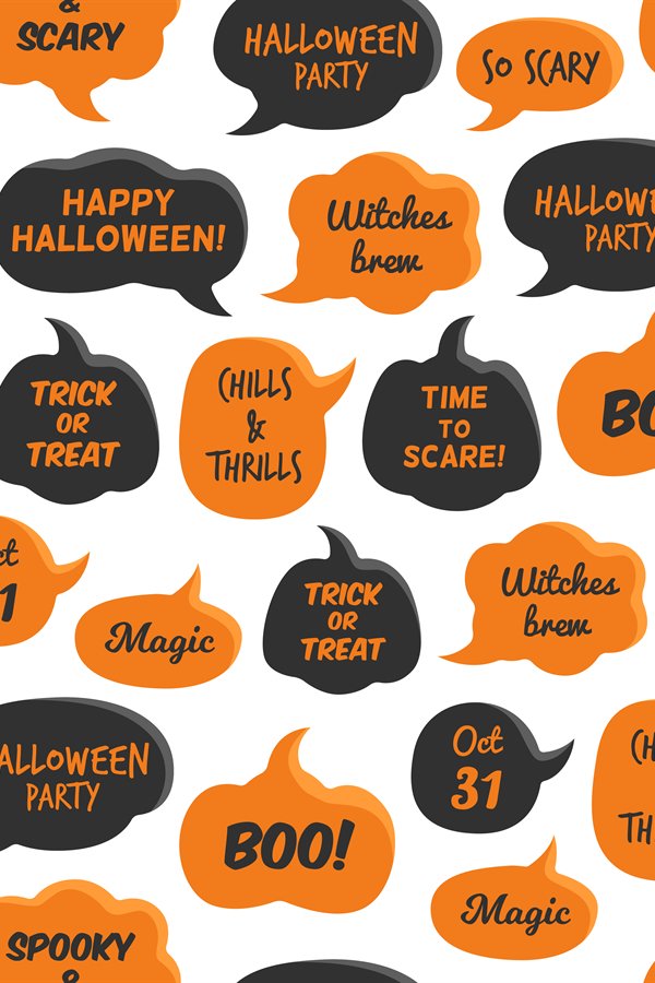 Halloween speech bubbles. Black and orange comic bubble with