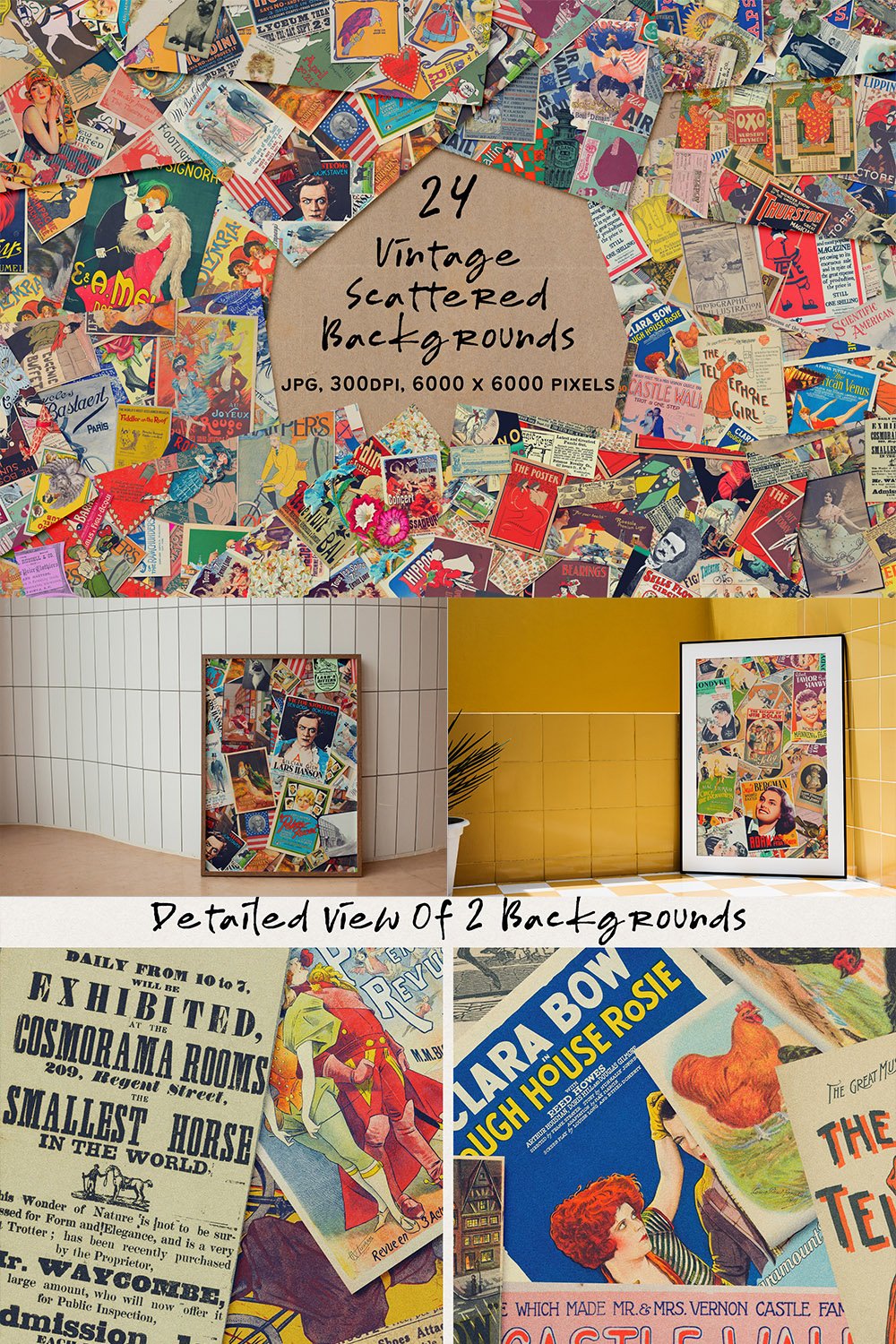 24 Vintage Scattered Ephemera Backgrounds (3274300)