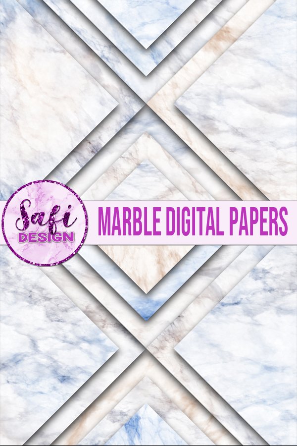 Blue and Brown Marble Digital Paper Backgrounds