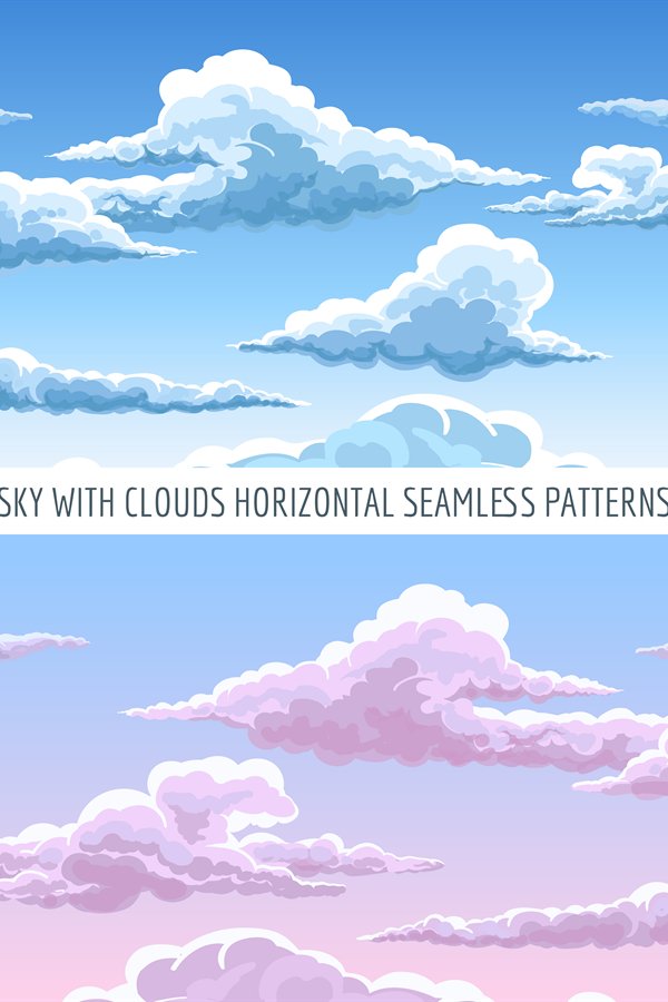 blue sky with clouds seamless pattern
