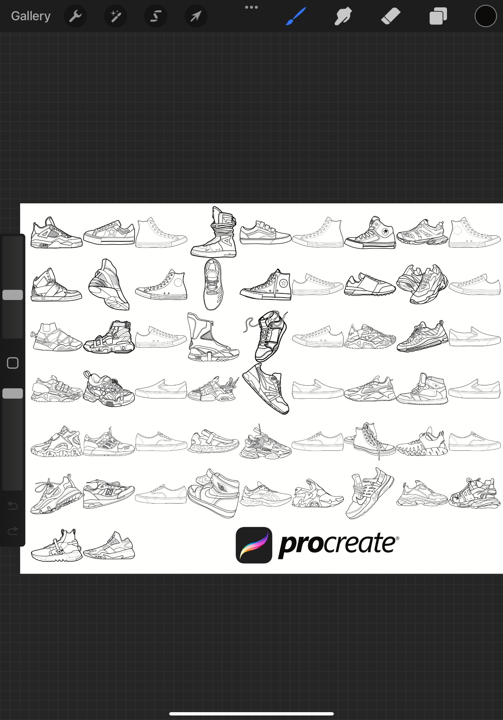 Sneaker Trainer Shoe Set 1 Procreate Brush Stamps, 56 Shoes