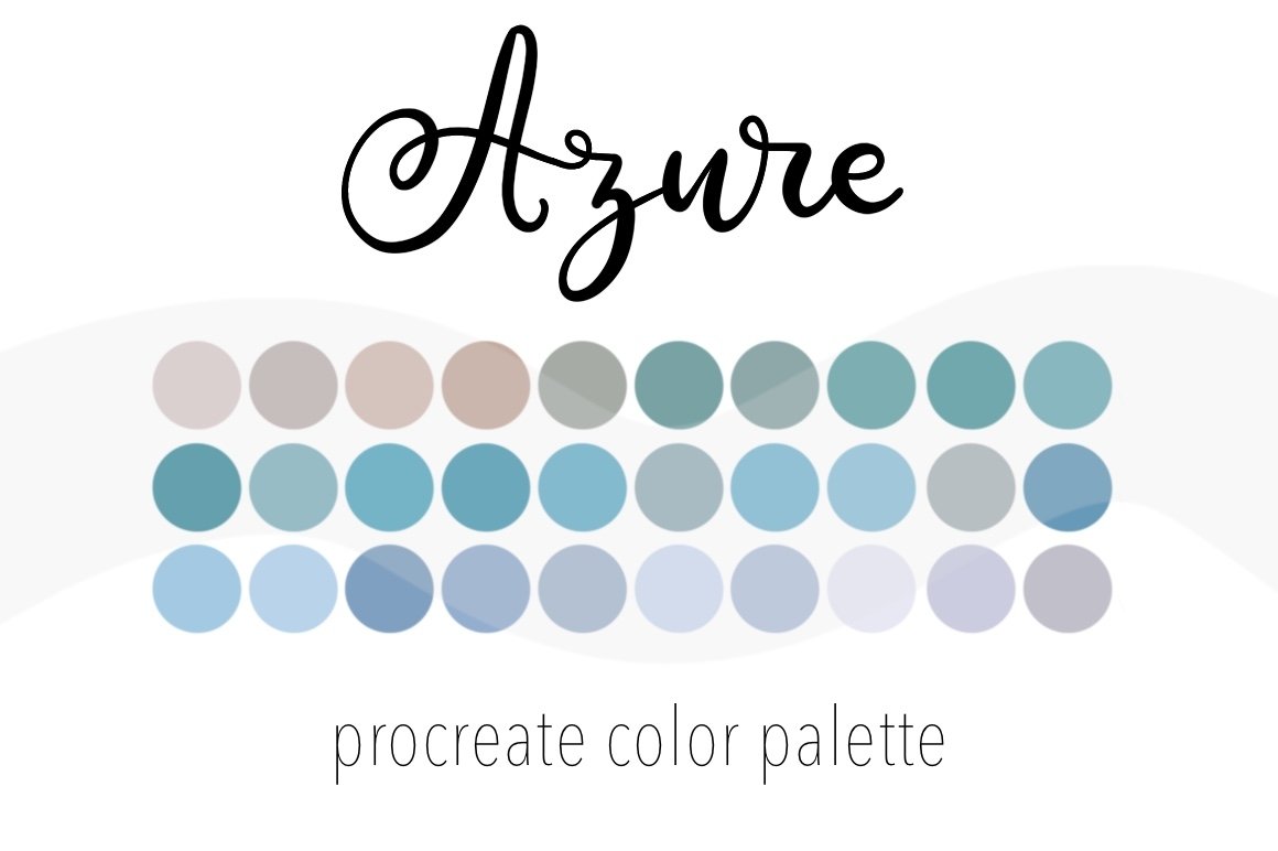 Azure color palette for Procreate. 30 Swatches for iPad.