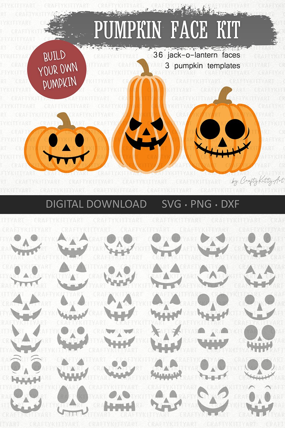 Halloween Pumpkin faces SVG cut files, Jack o lantern bundle