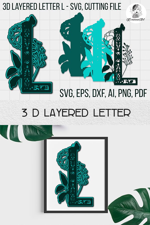3D Layered SVG / 3D letter L SVG / Letter L Cut File.