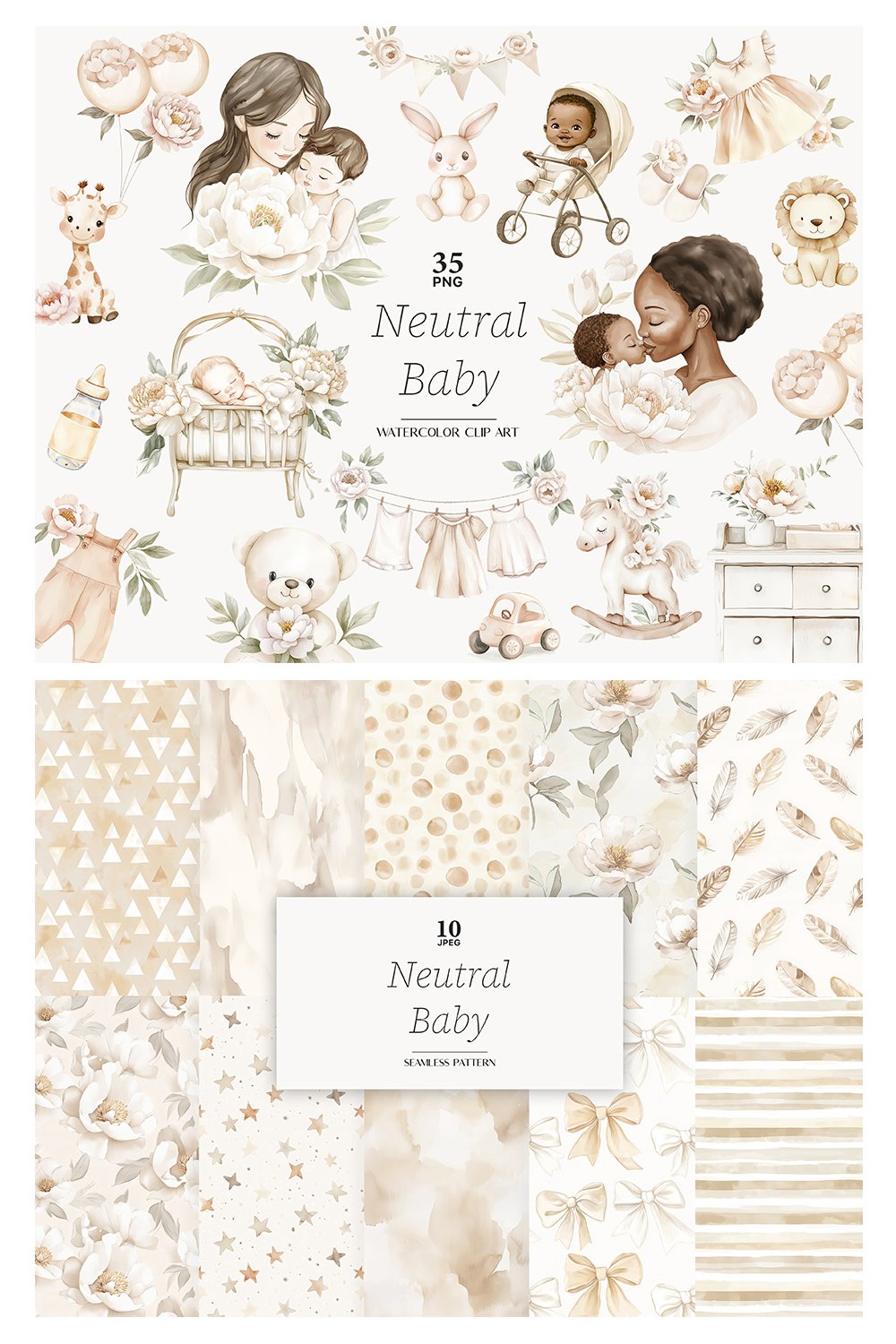 Neutral Baby Clipart | Baby Shower Graphics For Invitation