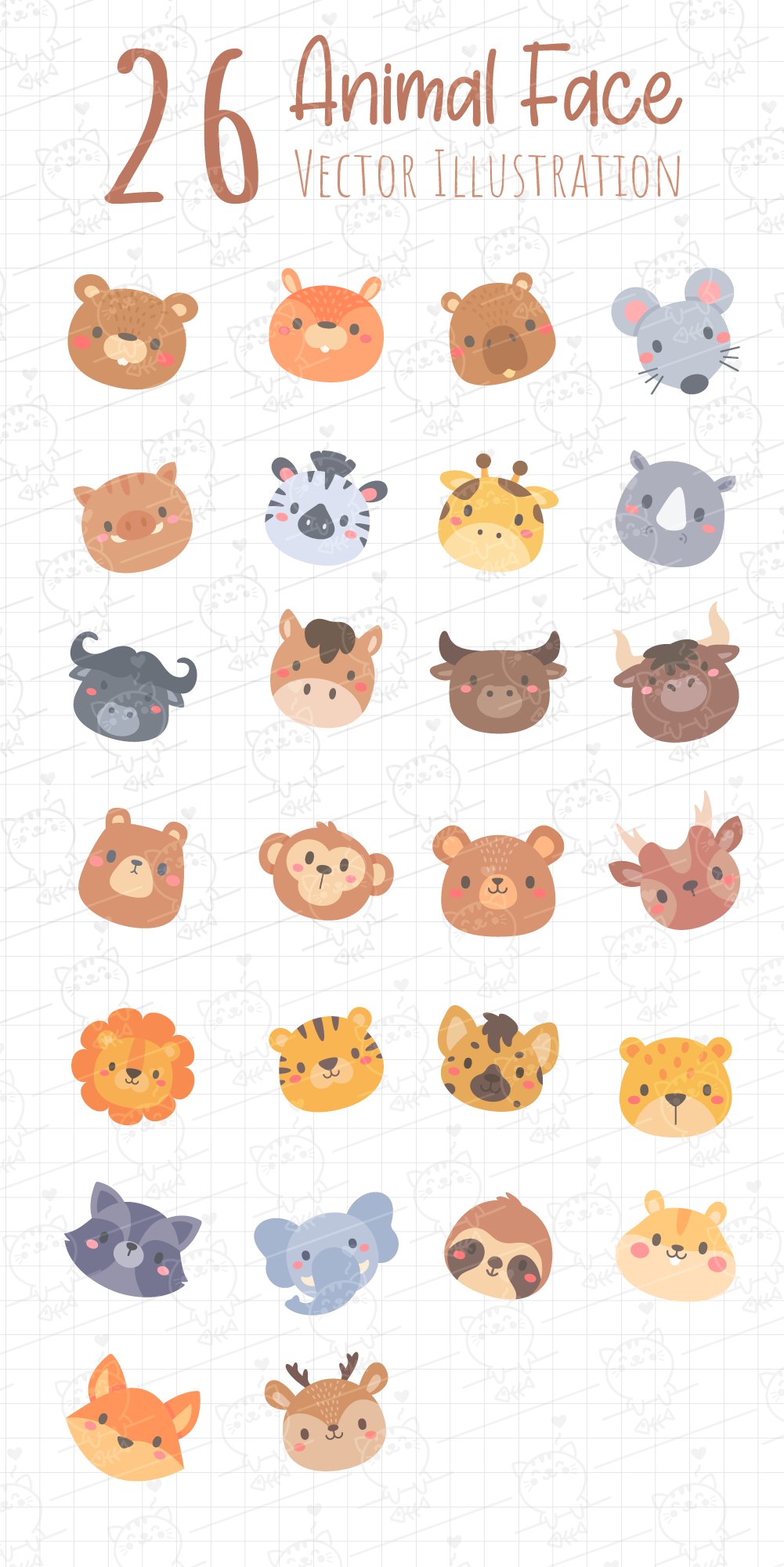 26 Cute Animal face Clipart |Baby Animal PNG (2266849)