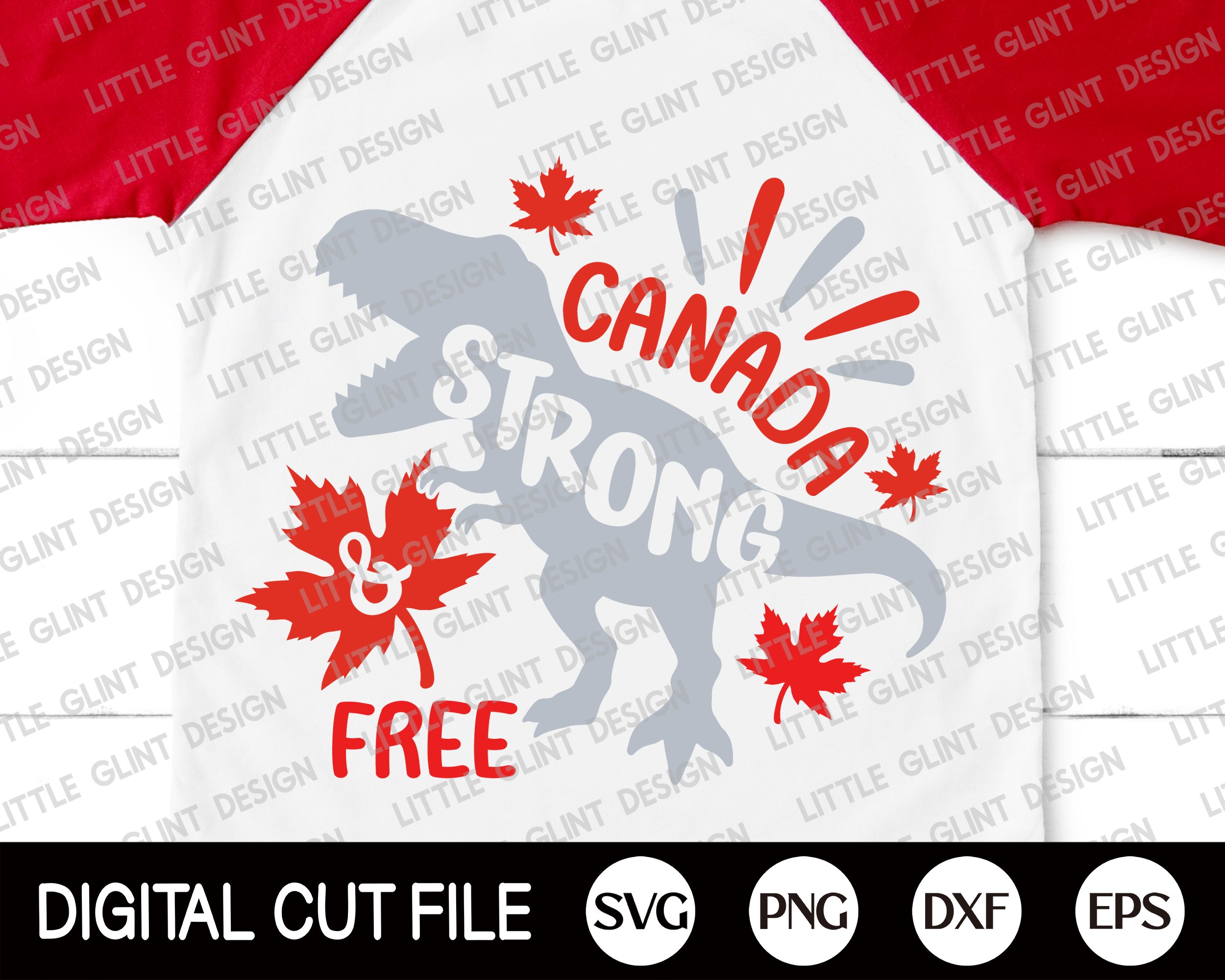Canada Svg, Canada Day Dinosaus, patriotic, Strong and Free