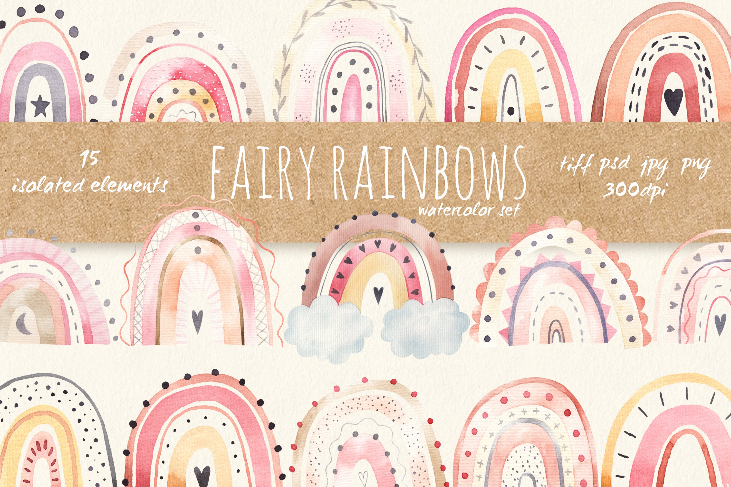 Rainbows baby clipart. Neutral color rainbows clip (1200805)